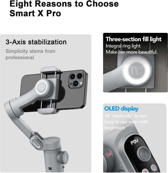 Handheld Gimbal Stabilizer 3-Axis Smart X Pro Professional – KESSO STORE